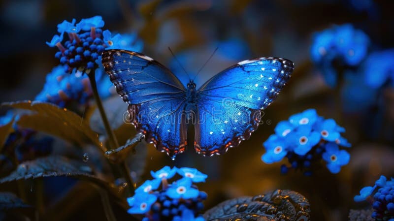 Blue glowing butterfly stock illustration. Illustration of insect ...