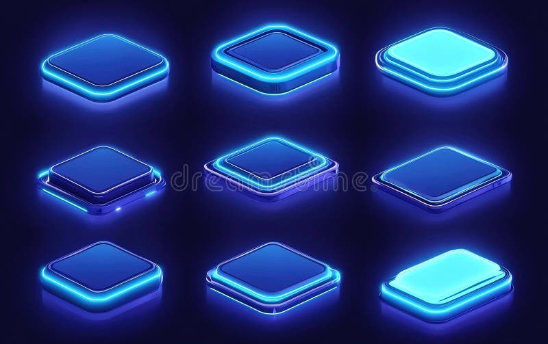 Blue Glowing Buttons Arranged in a Grid, Showcasing Modern Design and ...