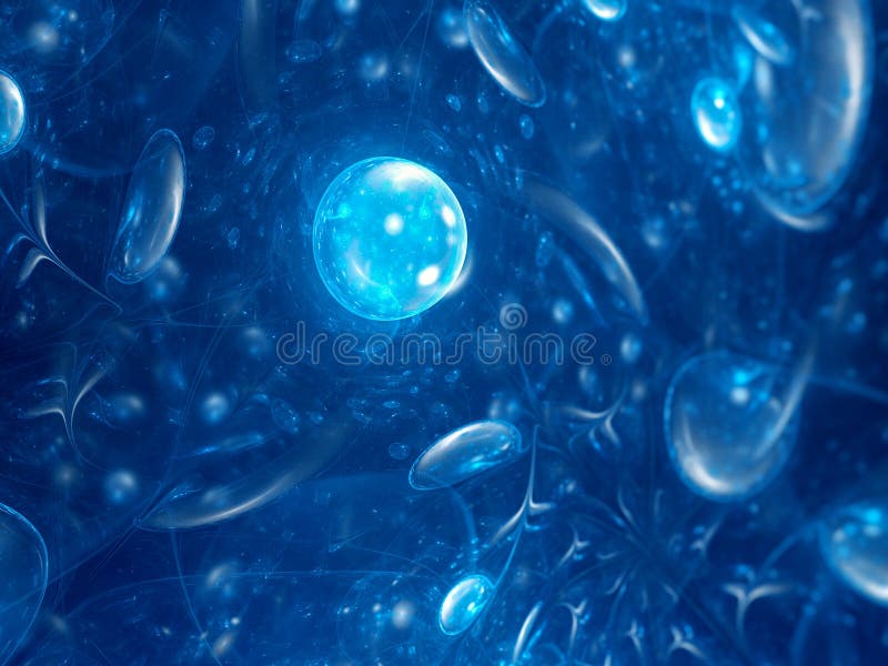 Blue Glowing Cells Under Microscope Stock Illustration - Illustration ...