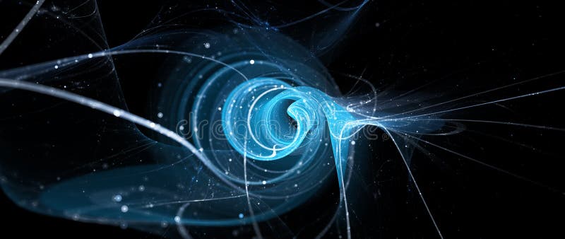 Blue Glowing Chaotic Quantum Communication in Space Stock Illustration ...