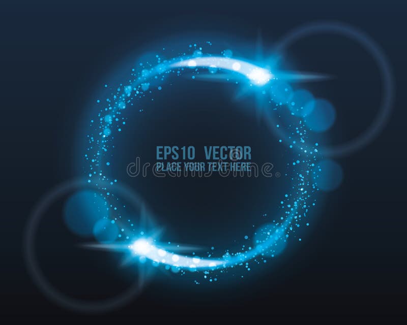 Blue Glowing Circle with Light Bursts Stock Vector - Illustration of ...