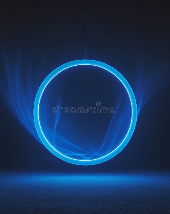 A Blue Glowing Circle with Light Effects on a Dark Background Stock ...