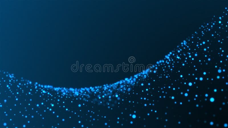 Blue Glowing Circles Particles at the Bottom on a Dark Abstract ...