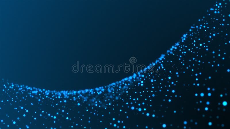 Blue Glowing Circles Particles at the Bottom on a Dark Abstract ...
