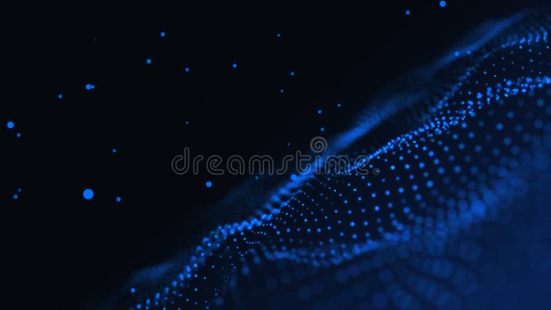 Blue Glowing Circles Particles Wave at the Bottom Right and Flying in ...