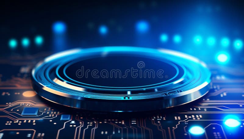 Blue Glowing Circuit Board, Technology Illuminates Computer Equipment ...