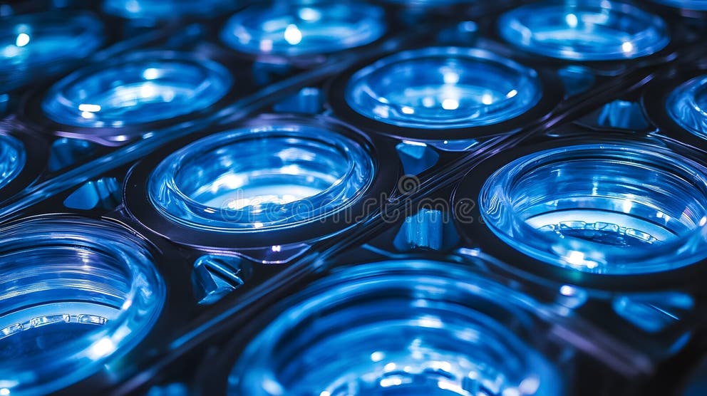 Blue Glowing Circular Intersections in Space Stock Illustration ...
