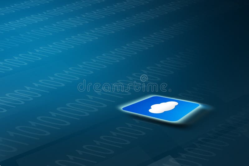 Blue Glowing Cloud App Icon on Tech Background Stock Image - Image of ...