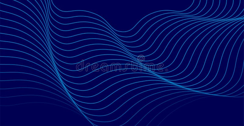 Blue Glowing Curved Wavy Lines Abstract Futuristic Tech Pattern ...