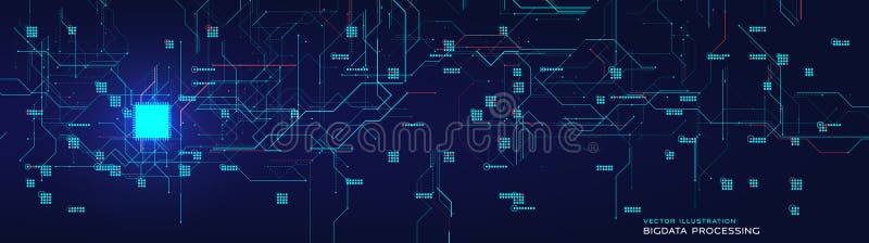 Blue Glowing Digital Circuit Chip Background, AI Processor Network BG ...