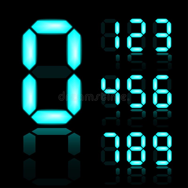 Blue Glowing Digital Numbers Stock Vector - Illustration of blue ...