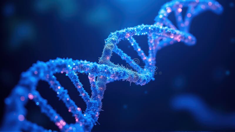 Blue Glowing DNA Helix. Symbolizing the Essence of Life Sciences and ...