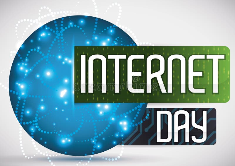Internet Day with Blue Planet Connected Design, Vector Illustration ...