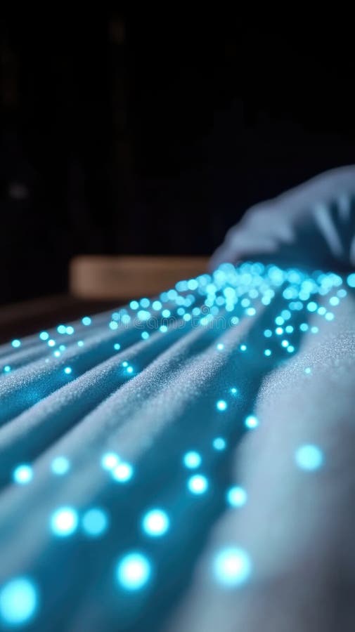 Blue Glowing Dots on Fabric Surface in Dim Lighting Stock Illustration ...
