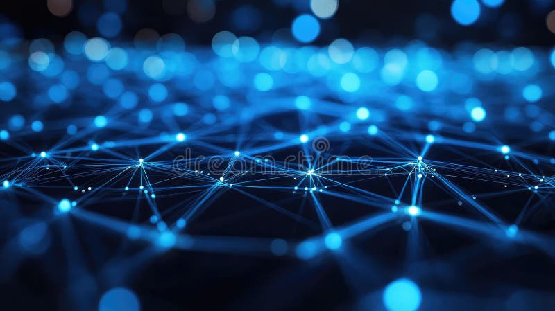 199 Abstract Digital Network Structure Connecting Dots Lines Blue Glow Stock Photos - Free ...