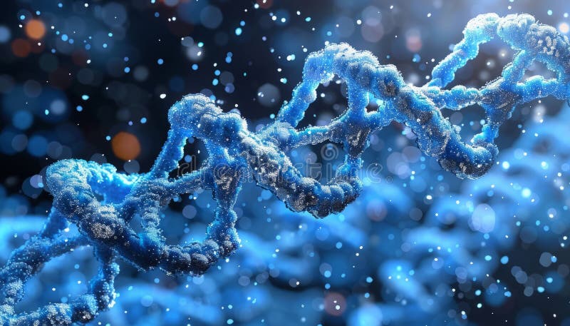 Blue Glowing Double Helix Structure on Dark Blue Background Stock ...