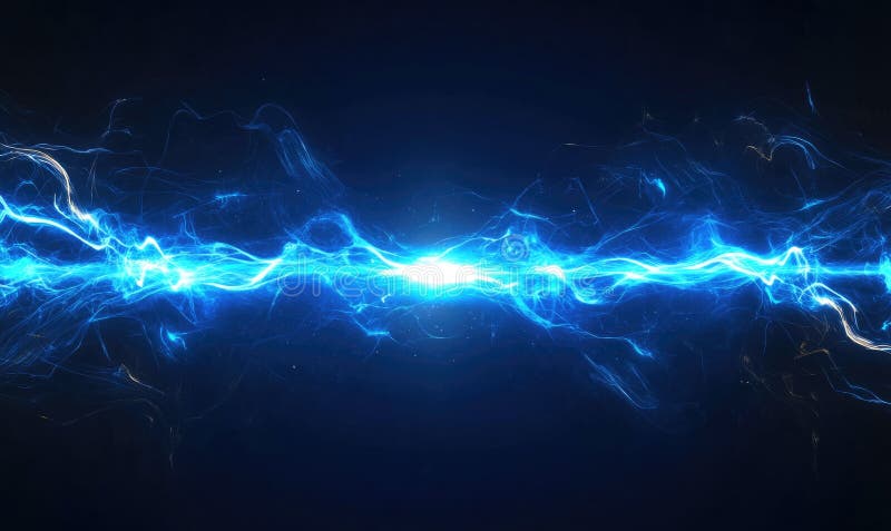 A Blue, Glowing, Electric Blue Line with a White Light at the End Stock ...