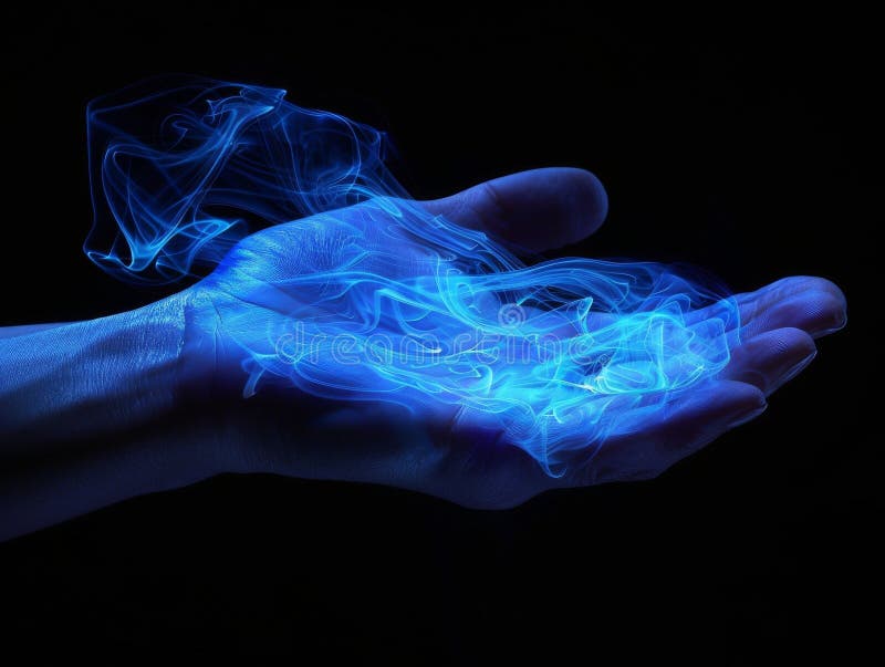 Blue Glowing Fantasy Hand Concept Stock Illustration - Illustration of ...