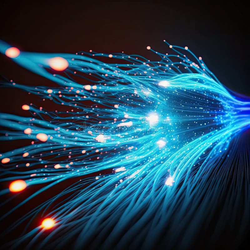 Blue glowing fiber optic stock illustration. Illustration of lights ...