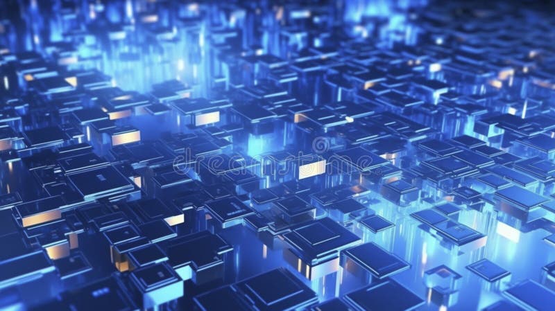 Blue Glowing Futuristic Artificial Intelligence, Computer Generated ...