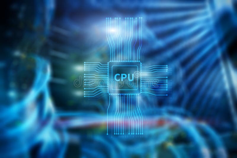 Blue Glowing Futuristic Cpu in the Center of Computer System Stock ...