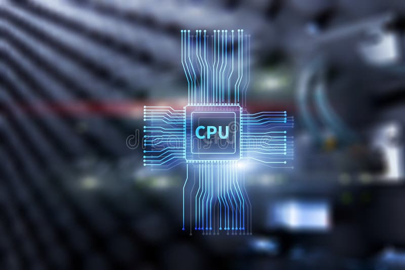 Blue Glowing Futuristic Cpu in the Center of Computer System Stock ...