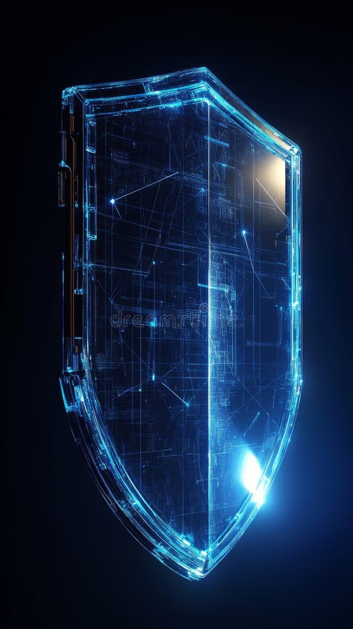 A Blue, Glowing, Futuristic Looking Shield Stock Illustration ...
