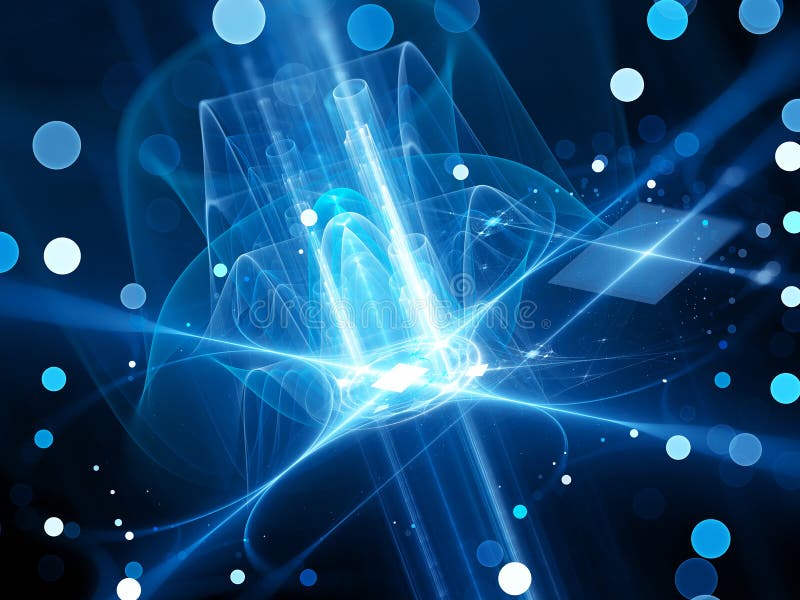 Blue Glowing Futuristic Quantum Processor Stock Illustration ...