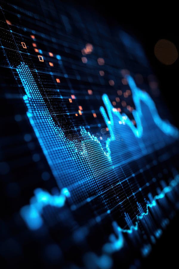 Blue Glowing Graph with Technology Data Visualization in Futuristic ...