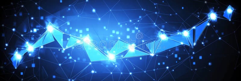 Blue Glowing Grid with Abstract Vector Art Depicting Analytics and Data Visualization Stock ...