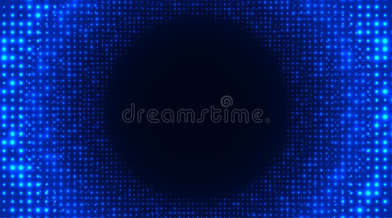 Blue Glowing Grid with a Radiant Effect, Forming a Dark Circle in the ...