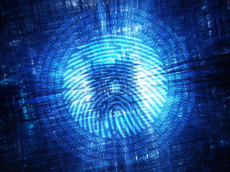 Blue Glowing Hardware with Digital Fingerprint Stock Illustration ...