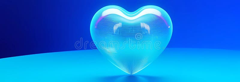 A Blue Glowing Heart on a Blue Background. the Banner Stock Photo ...