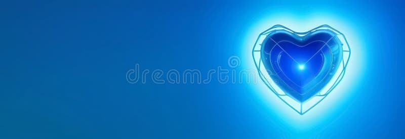 A Blue Glowing Heart on a Blue Background. the Banner Stock Image ...