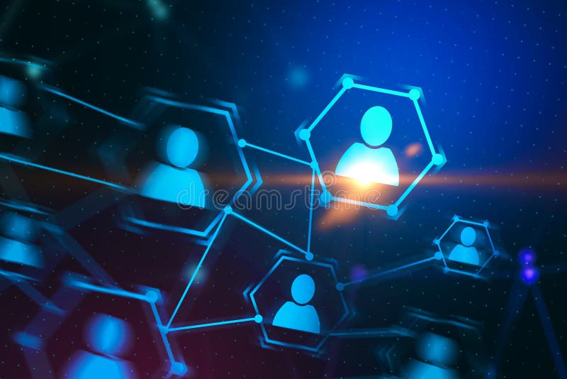 Blue Glowing Icons of Hr Interface Hologram Stock Illustration ...