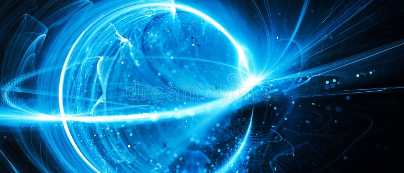 Blue Glowing Interstellar Technology in Space Stock Illustration ...