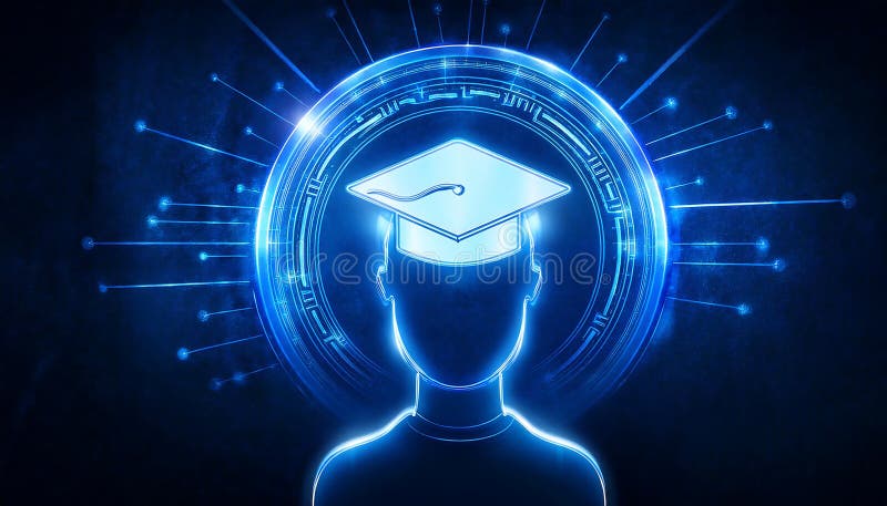 Blue Glowing Learning Icon Symbol of Intellectual Thinking Idea Stock ...