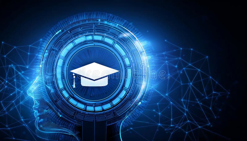 Blue Glowing Learning Icon Symbol of Intellectual Thinking Idea Stock ...