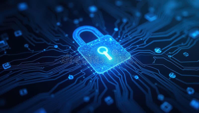 Blue Lock with Circuit Connections Stock Image - Image of ...