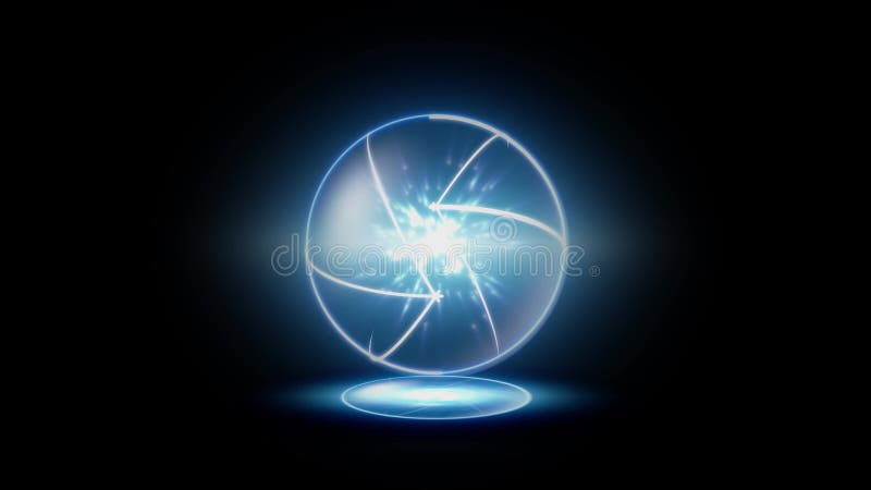 Blue Glowing Magic Sphere on a Black Background Animation. Stock ...
