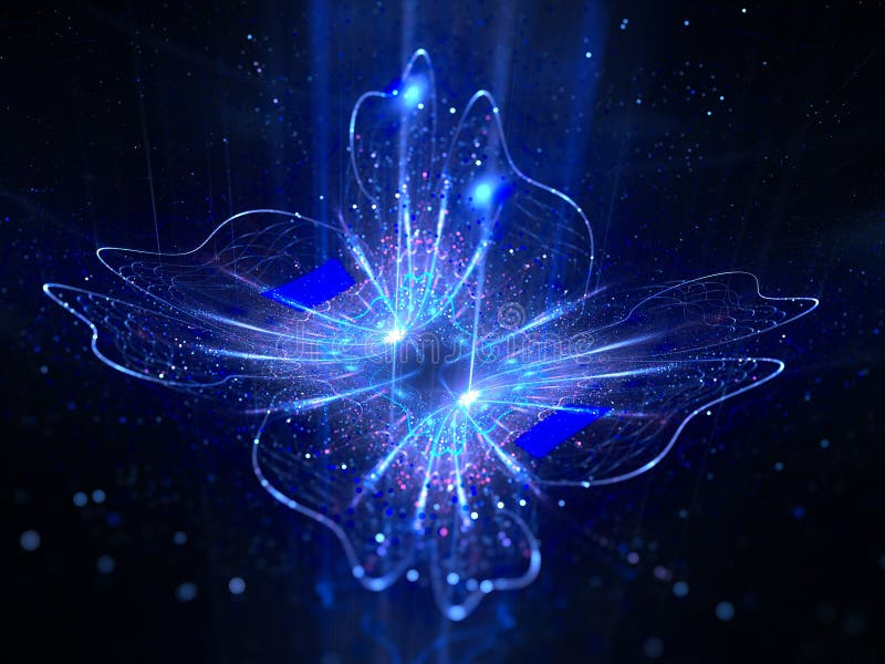 Blue Glowing Magical Flower in Space Stock Illustration - Illustration ...