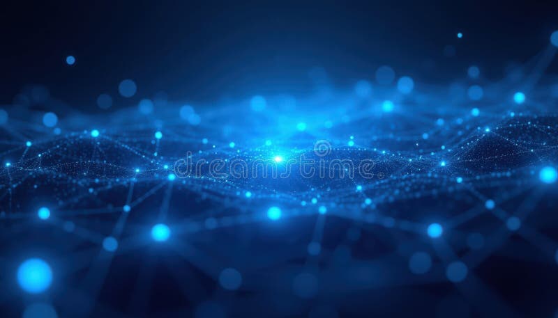 Blue Glowing Network of Connected Points in Digital Space Stock Image ...