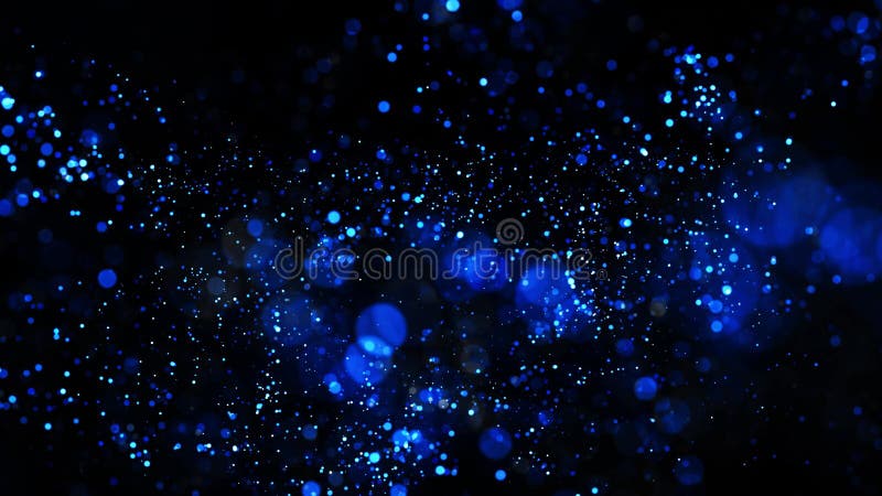 Blue Glowing Particles Circle in the Air. Abstract 4k Background with ...