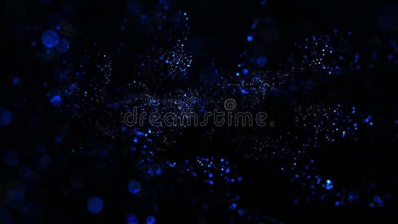 Blue Glowing Particles Circle in the Air. Abstract 4k Background with ...