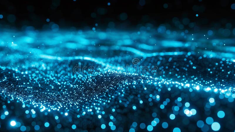 Blue Glowing Particles Scattered in a Gradient Pattern, Transitioning ...