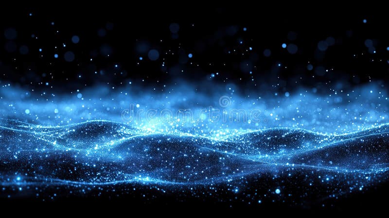 Blue Glowing Particles Wave, Dark Background, Digital Art, Website ...