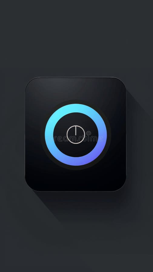 Blue Glowing Power Button.Electric Energy Stock Illustration ...