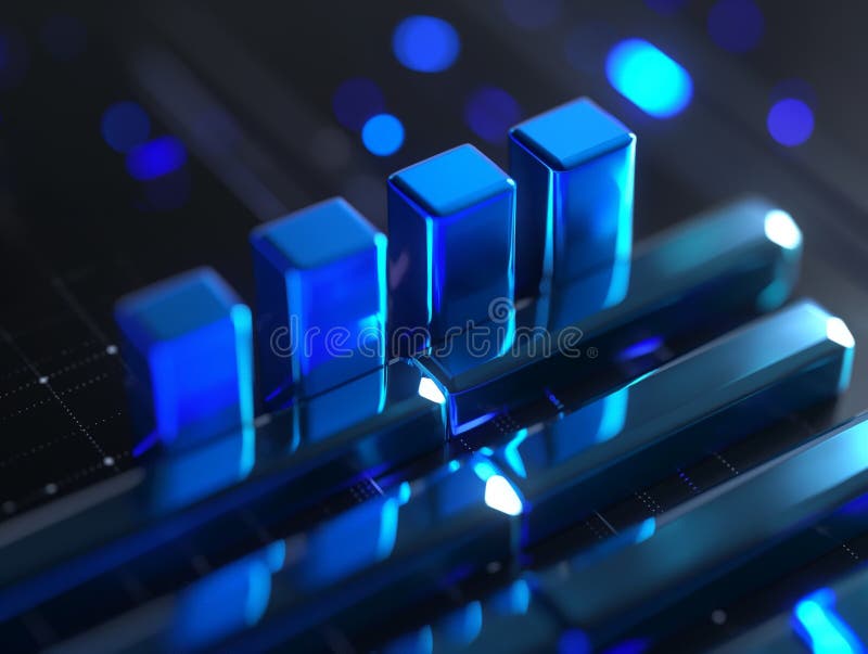 Blue Glowing Progress Bars on Dark Background Stock Image - Image of ...