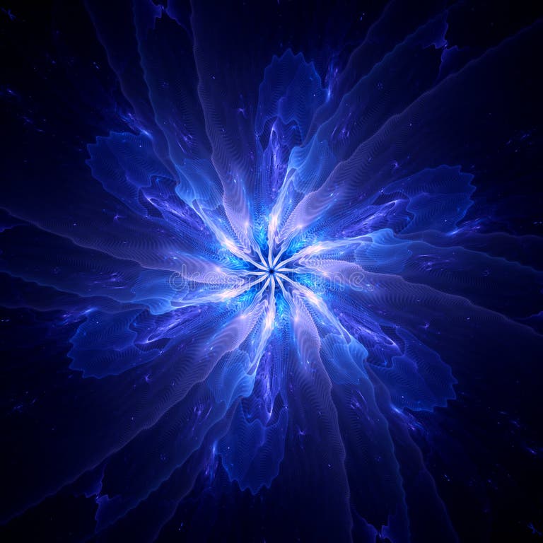 Blue Glowing Quantum Particle Fractal in Space Stock Illustration ...