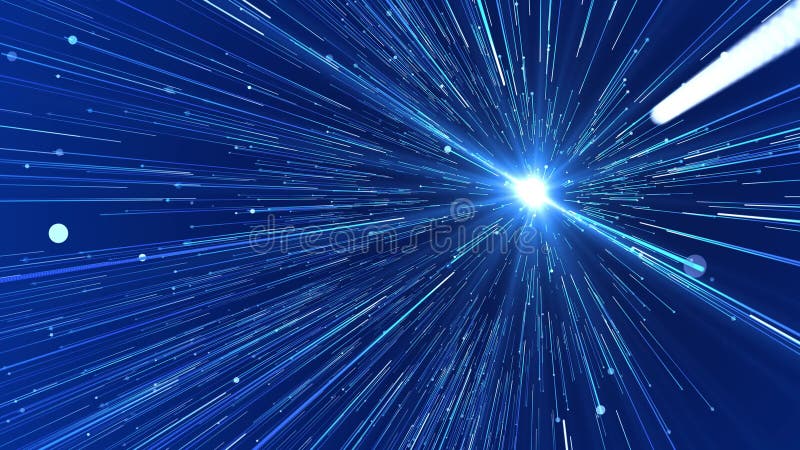 Blue Glowing Rays of Hyperspace in Time Travel Lines 3d Loop Animation ...